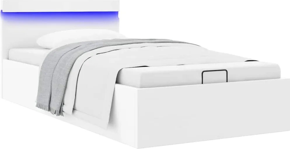 Rám postele LED s úložným prostorem bílý umělá kůže 90 x 200 cm 285546