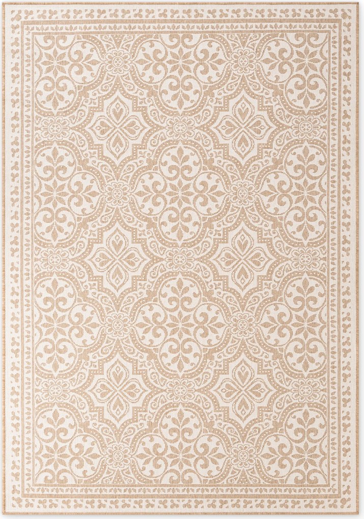 NORTHRUGS, Kusový koberec Duet Rosel 106252 Beige/White - na ven i na doma, 160x230, béžová, chodba / předsíň