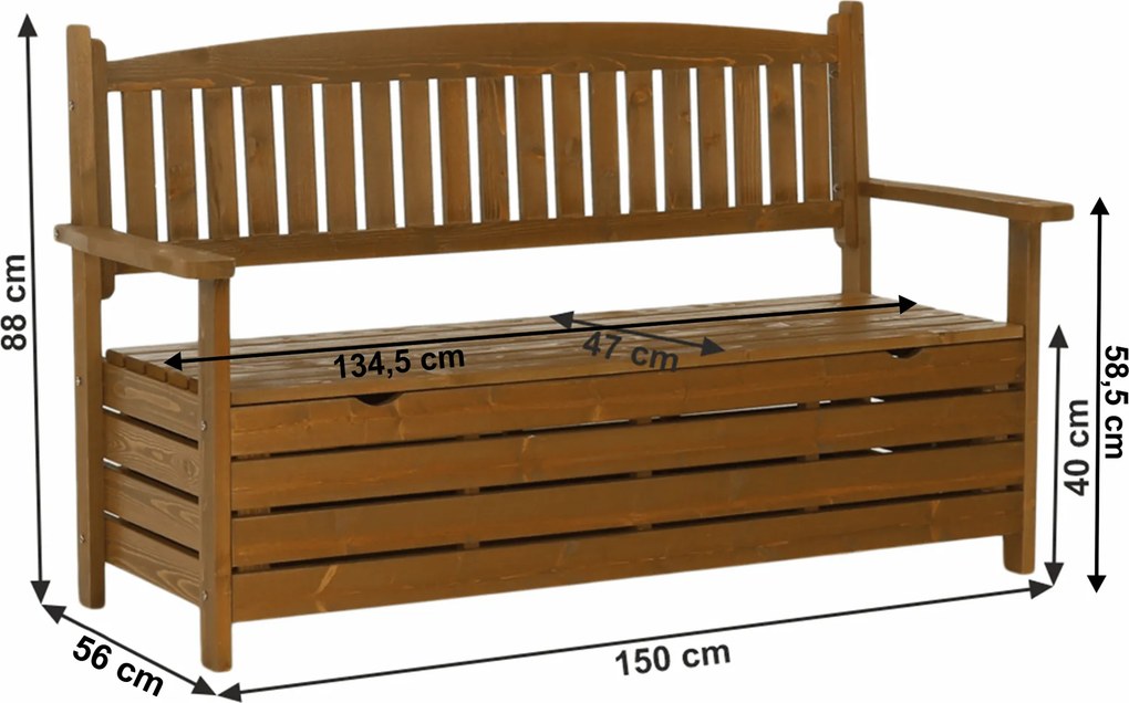 Zahradní lavička, hnědá, 150cm, AMULA