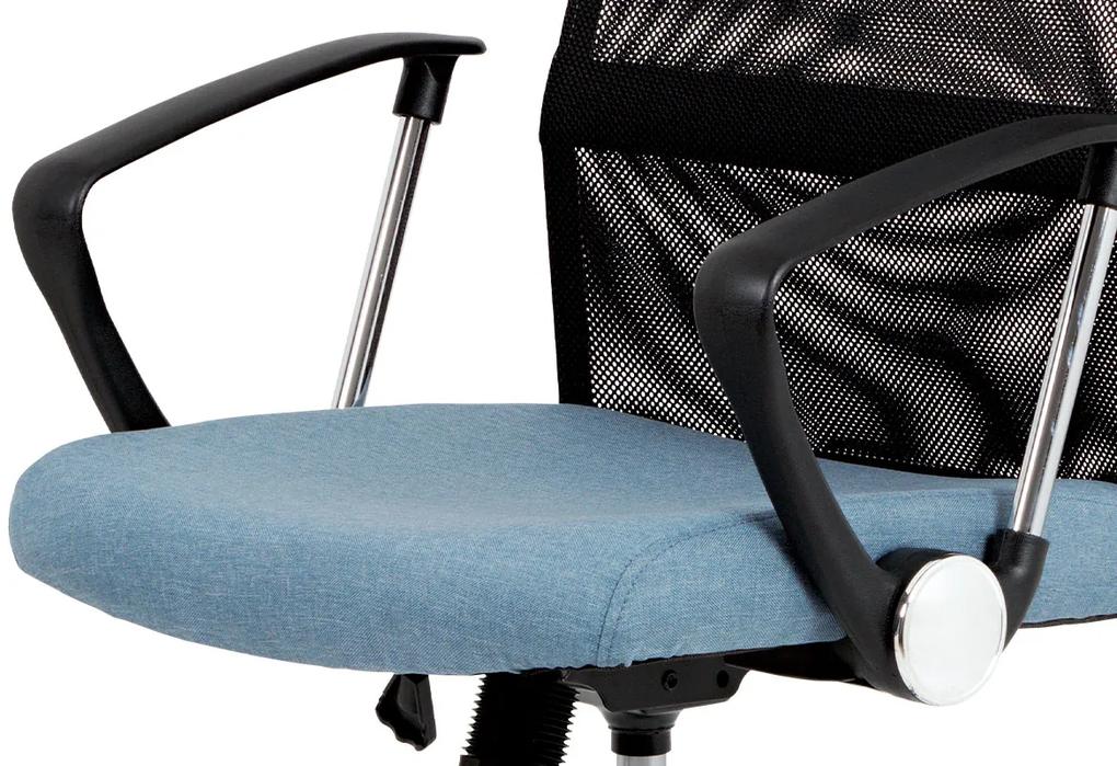 Kancelářská židle TOMI, modrá látka, síťovina MESH