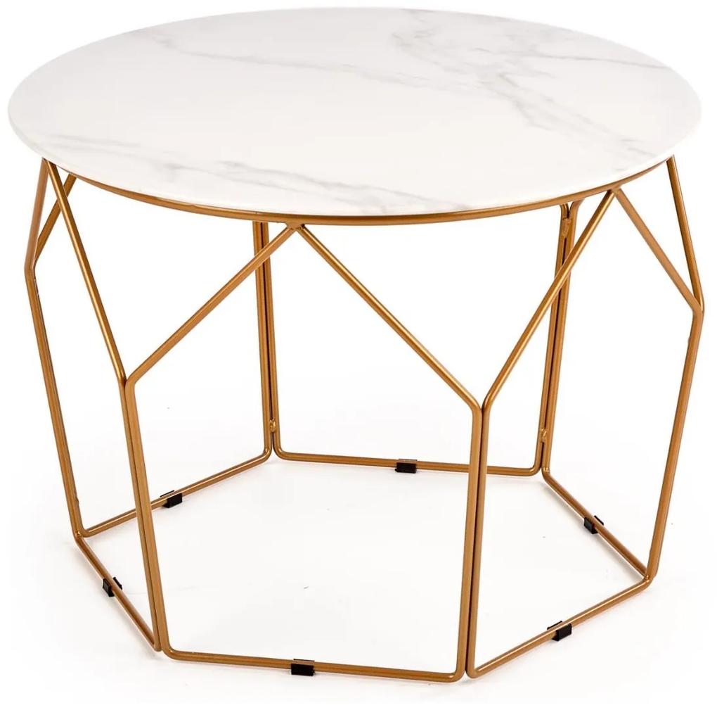 Kulatý odkládací stolek Glamour Zlatý rám EXPO