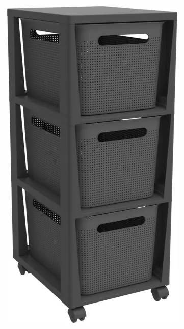 Regál s úložnými boxy - ROTHO BRISEN, 3x16 l Barva: cappuccino/antracit