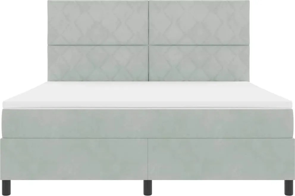 Postel s boxspringem s čelo Světle šedá 180 x 200 cm samet 3339914