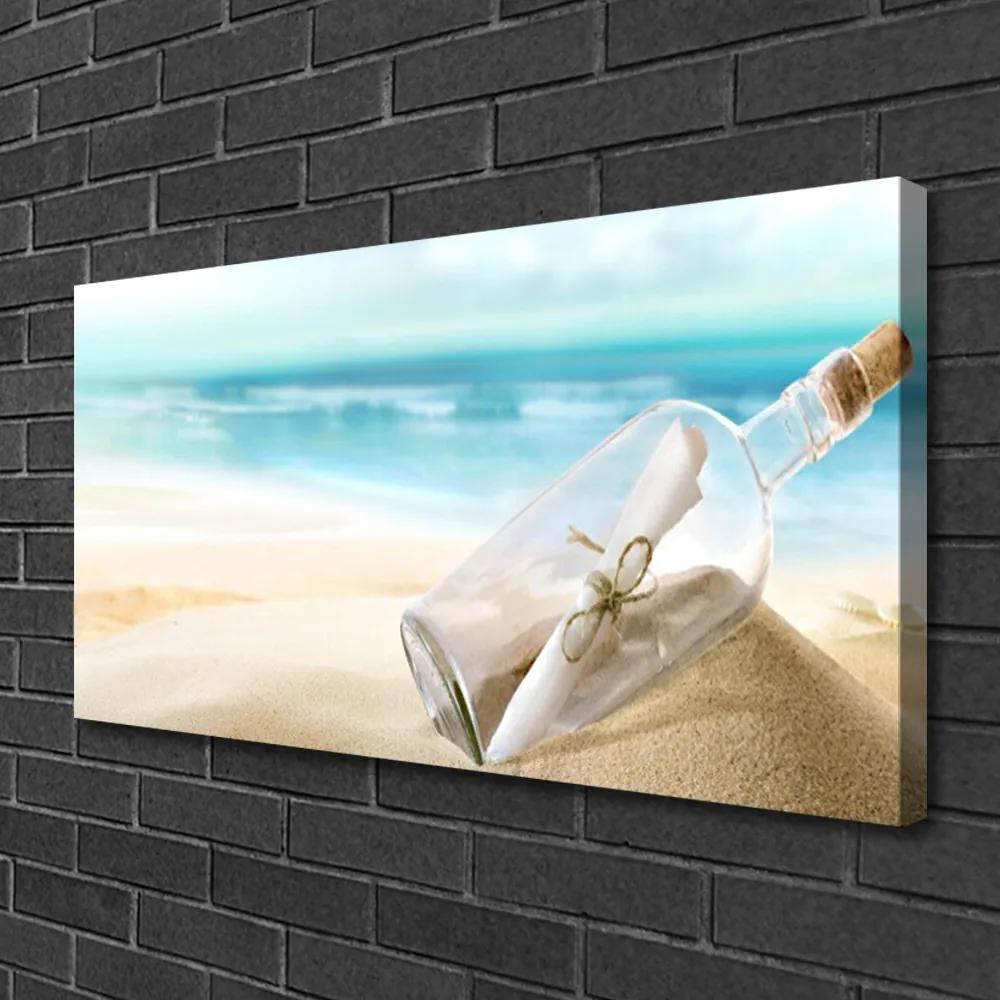 Obraz na plátně Pláž Láhev Dopis Umění 100x50 cm
