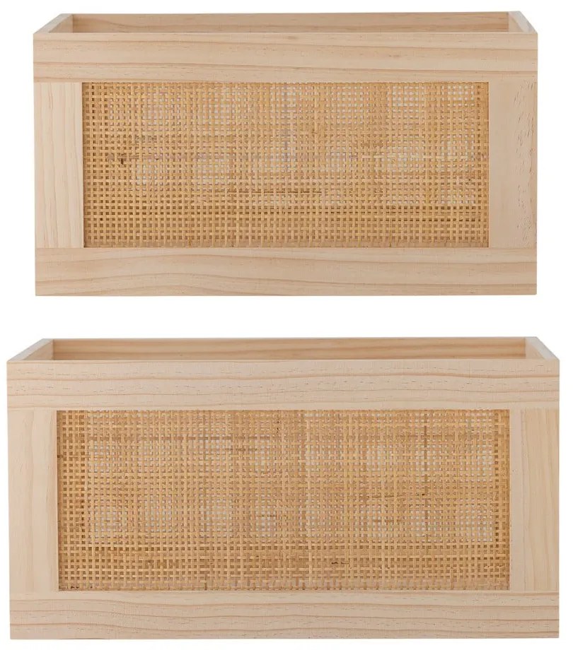 Dekorativní dřevěné úložné boxy v přírodní barvě v sadě 2 ks 39x29x20 cm Piana – Bloomingville