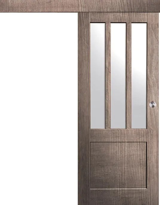 posuvné interiérové dveře na stěnu vasco doors LISBONA model 5 Průchozí rozměr: 70 x 197 cm, Orientace dveří: Levé dveře, Dekor: Bílá