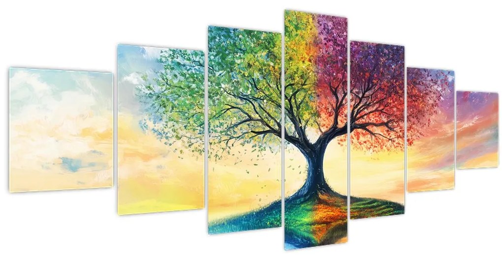 Obraz - Malovaný strom ročních období (210x100 cm)
