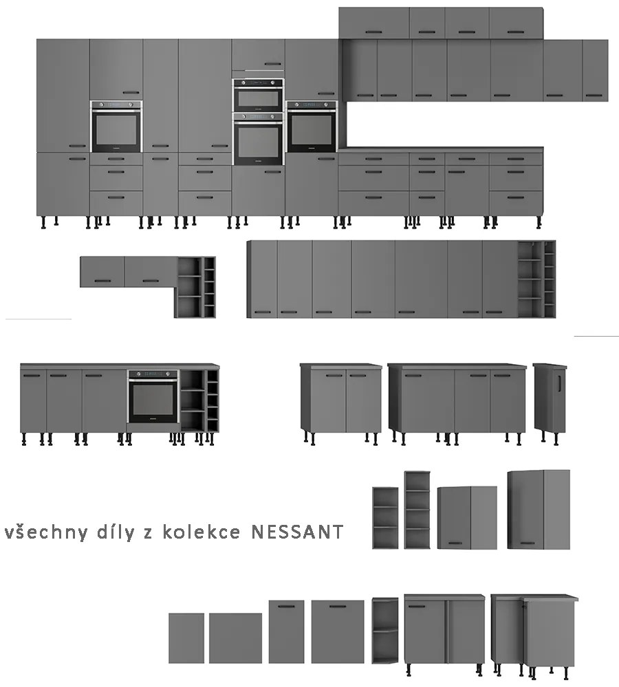 NESSANT se | horní skříňka 60 G-90 1F s policemi | 60 cm | VYSOKÁ | šedá