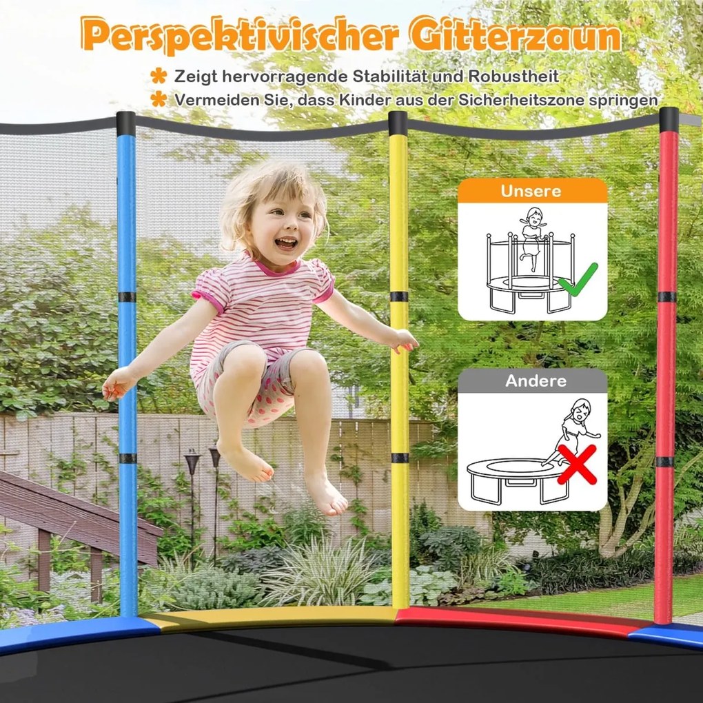 Costway Zahradní trampolína Ø 140 cm s ochrannou sítí trampolína pojme – barvitý