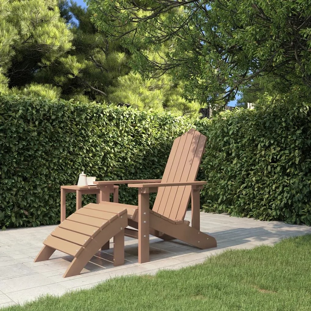 Zahradní křeslo Adirondack s podnožkou HDPE hnědé 318647