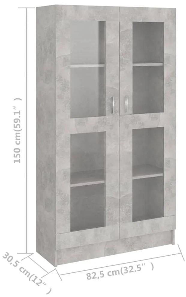 Petromila Prosklená skříň betonová šedá 82,5x30,5x150 cm dřevotříska