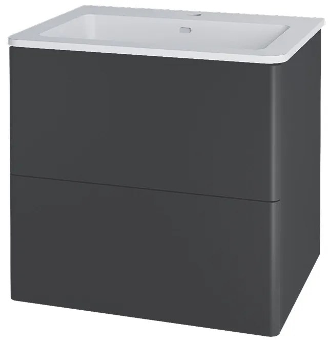 Mereo Mereo, Siena, koupelnová skříňka s umyvadlem z litého mramoru 61 cm, bílá, antracit, černá, CN430M