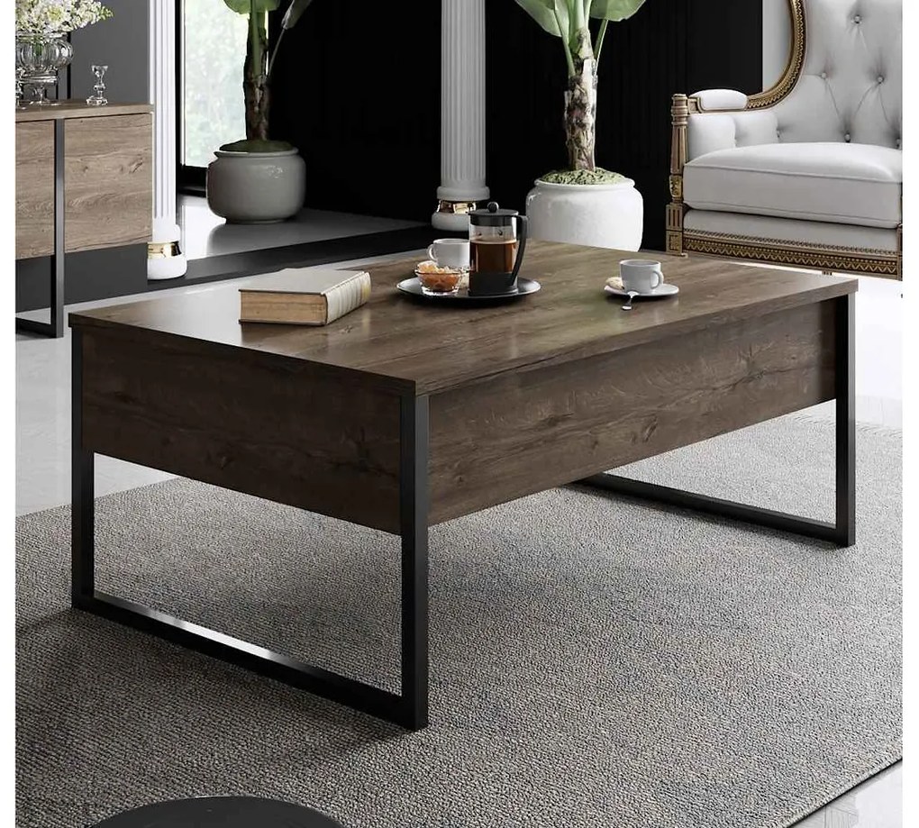 Designový konferenční stolek Hallan 90 cm ořech / černý