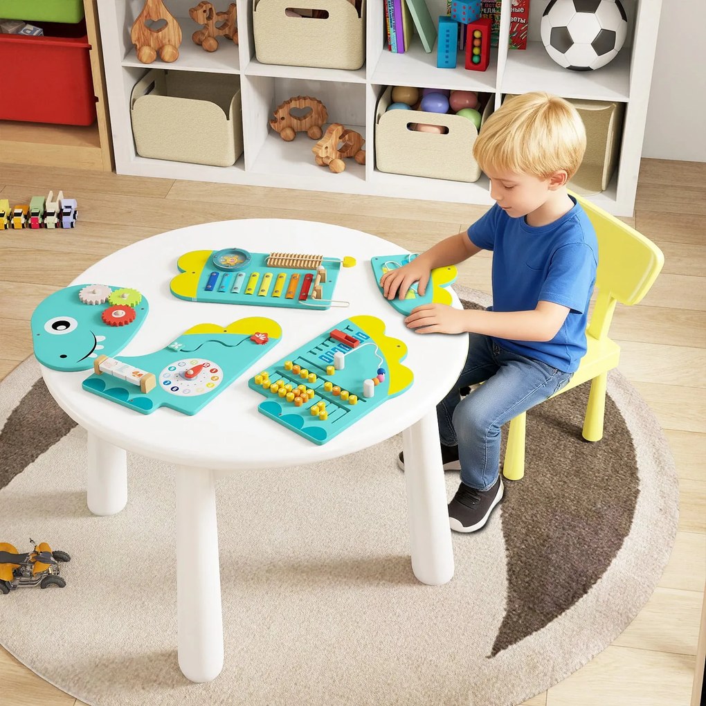 Costway Dinosaur Activity Wall pro batolata 11-in-1 Montessori dřevěná