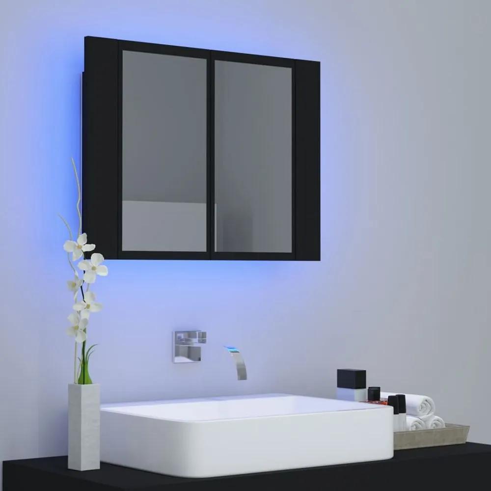Petromila LED koupelnová skříňka se zrcadlem černá 60 x 12 x 45 cm akryl