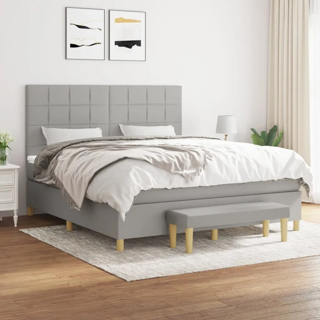 Box spring postel s matrací světle šedá 160 x 200 cm textil 3137165
