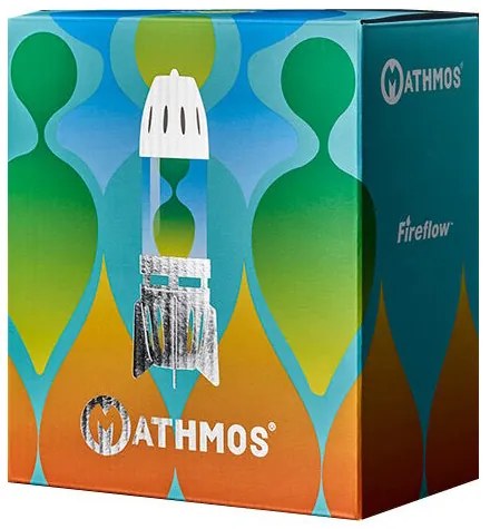 Mathmos Fireflow R1 Black, originální lávová lampa černá s růžovou tekutinou a modrou lávou, pro čajovou svíčku, výška 24cm
