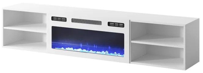 TV skříňka s krbem Loloz 180, Barva: černá, Krb: bílý