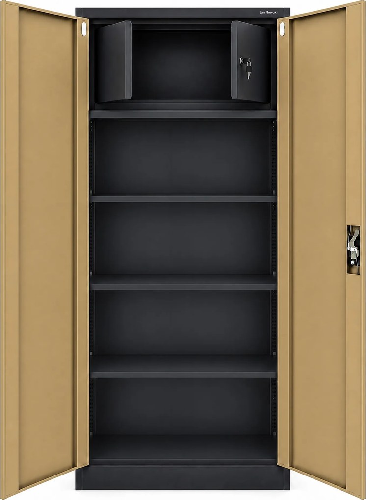Kovová skříň s úložným prostorem antracitová/ořech, 900x1850x450 mm: TOMASZ Eco Design