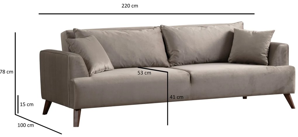 Hanah Home Třímístná pohovka BUHARA světle šedá