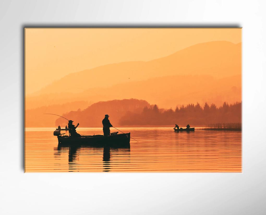 Malvis ® Obraz Rybáři na lodích ROZMĚR (šířka x výška): pětidílný obdélník 150x60 cm