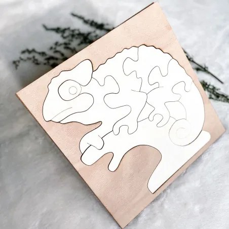 Dvoubarevná dřevěná montessori vkládačka pro děti - Chameleon TOPOL | SENTOP H014-A