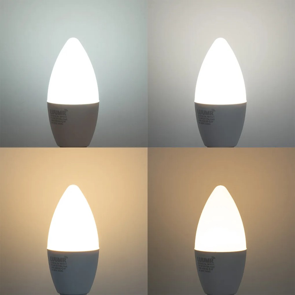 Sada 5 stmívatelných LED žárovek E14 C37 Opal 4,9W 470 lm 2700-6500K