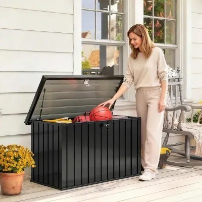 Outsunny venkovní box 400L z pozinkované oceli se zámkem a 2 klíči 124x66x72 cm, černý