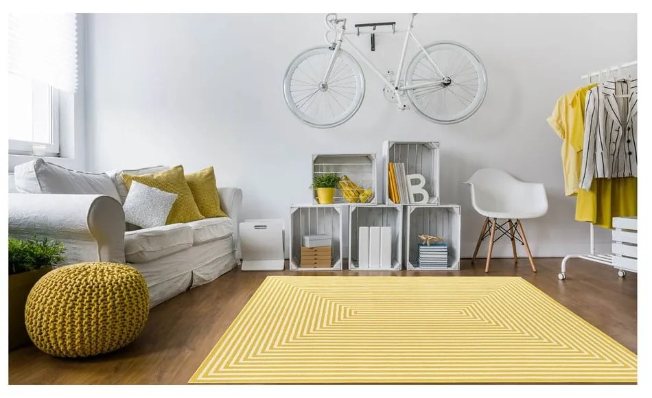 Žlutý vysoce odolný koberec vhodný do exteriéru Webtappeti Braid, 200 x 285 cm