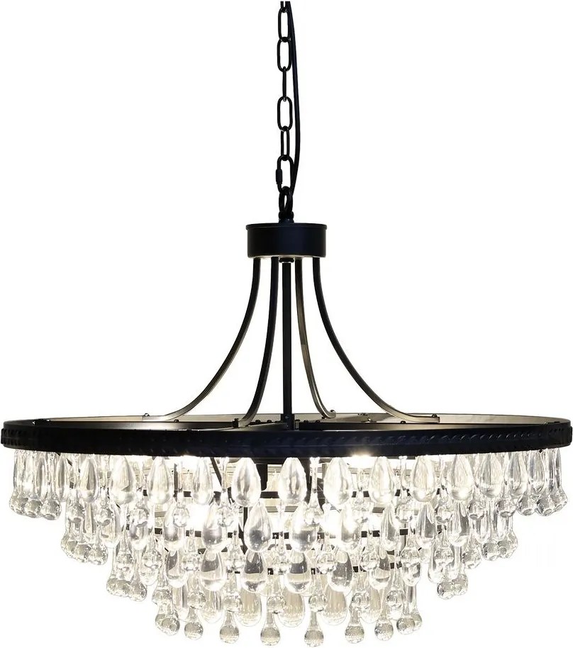 Černý antik lustr s kapkovitými krystaly Versailles - 70*57cm/ E14/ 40W