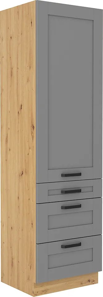 LUNA du | vysoká skříňka 60 DKS-210 3S 1F potravinová | 60 cm | UNI dvířka | artisan/šedá