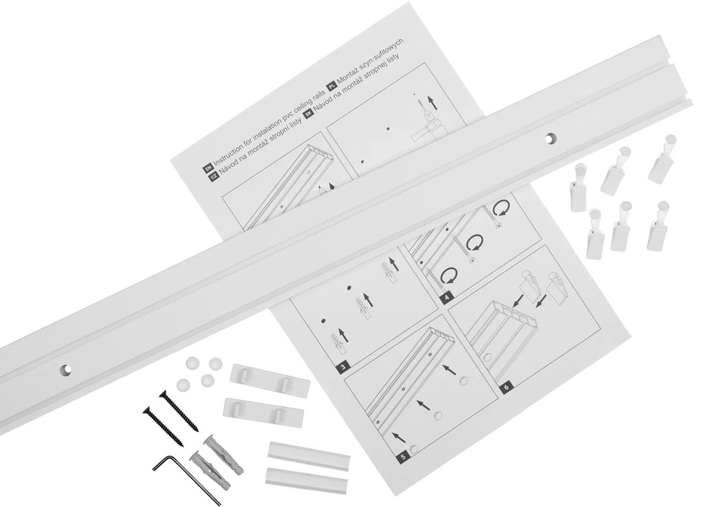 Dekodum Stropní kolejnice z PVC dvouřadá bílá Délka: 400 cm, Typ přichycení: žabky