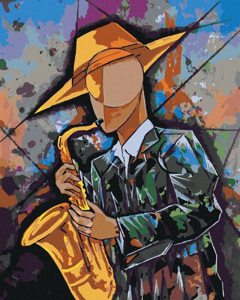 Malování podle čísel kubistický muzikant, 80x100 cm, vypnuté plátno na rám