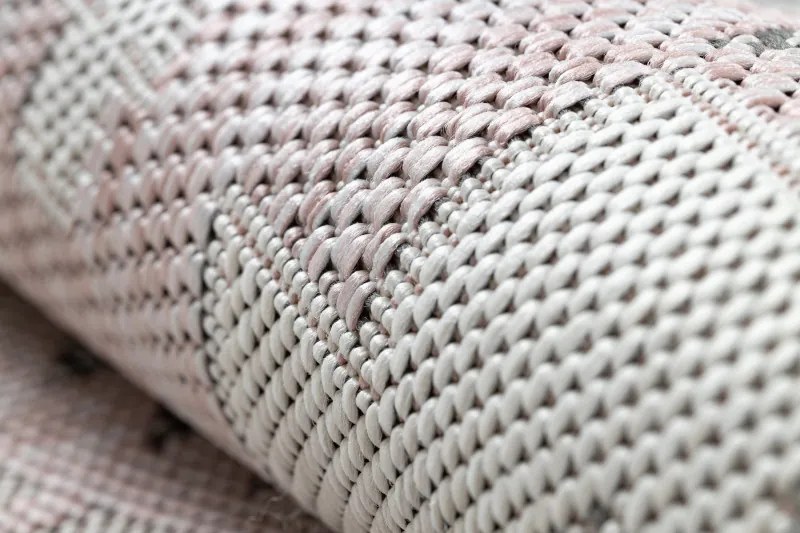 Dywany Łuszczów, Kusový koberec Sion Sisal Aztec 3007 pink/ecru – na ven i na doma, 120x170, růžová, chodba / předsíň