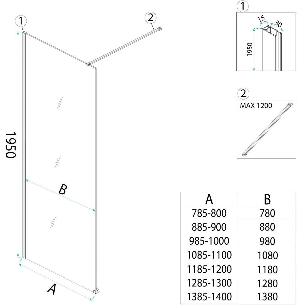 Bezrámová sprchová zástěna REA FLEXI BRUSH COPPER 130 cm, měď kartáčovaná/šedá kouřová - bez vaničky