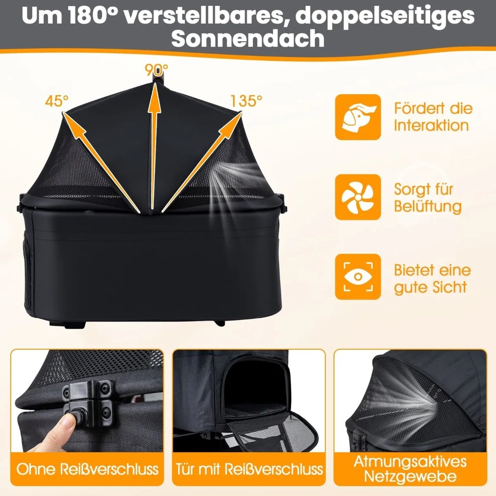 Costway 3 v 1 Pet Buggy s odnímatelným nosičem a nastavitelnou