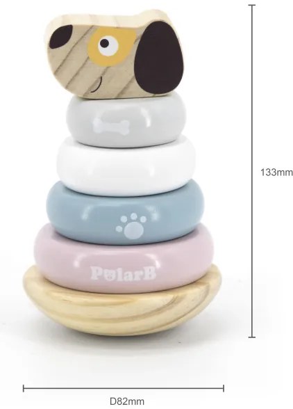 Dřevěná pyramida pro děti Viga 44042 PolarB Pes