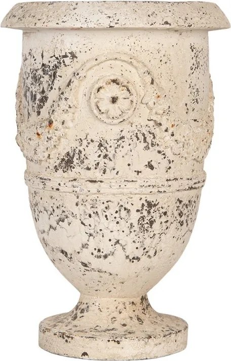 Béžový antik květináč s patinou - Ø 24*36 cm