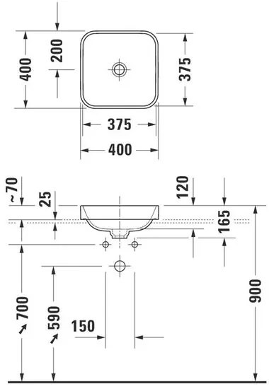 Duravit Happy D.2 Umyvadlová mísa 40 x 40 cm, antracit 2359401300