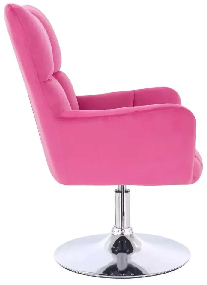 LuxuryForm DESIGN Otočné křeslo AURORA VELUR na stříbrném talíři - tmavě růžové