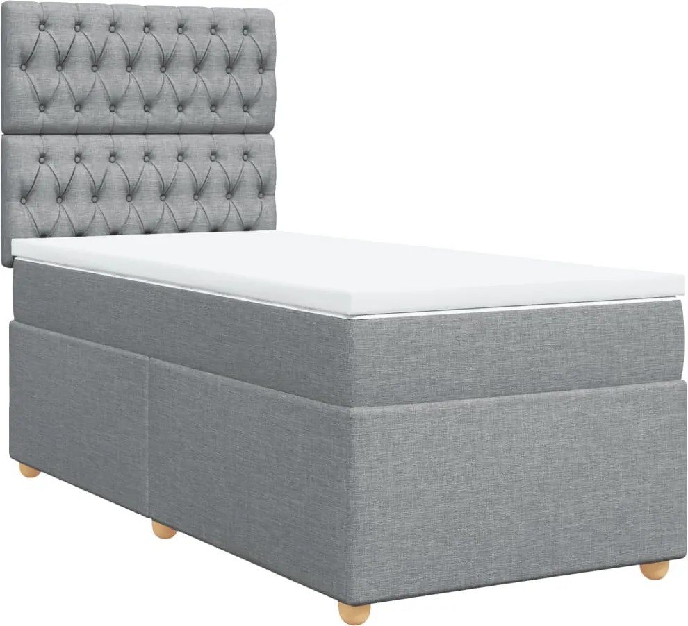 Box spring postel s matrací světle šedý 100 x 200 cm textil 3291198