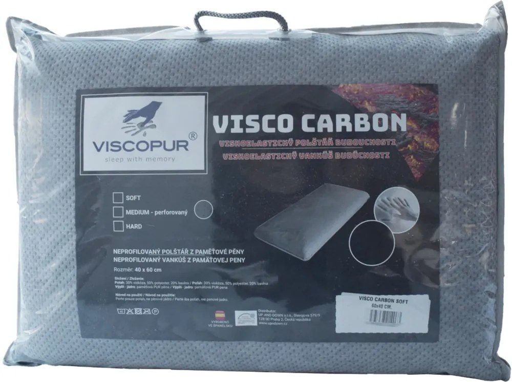 VISCOPUR Polštář VISCOPUR® VISCO CARBON proti stresu 40x60 cm - Hard - tuhý