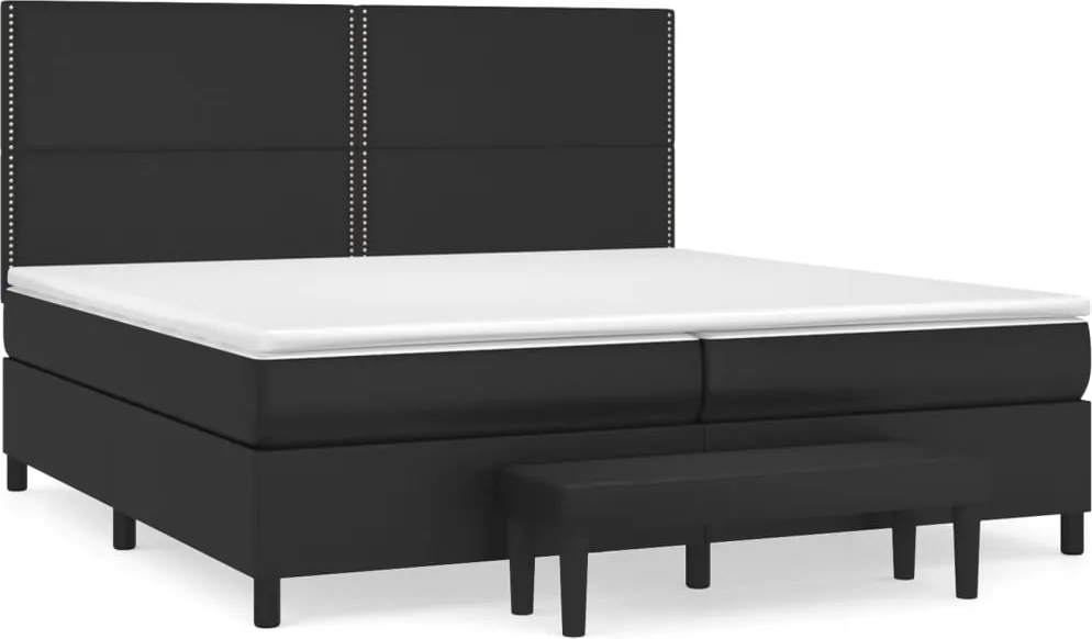 Box spring postel s matrací černá 200x200 cm umělá kůže 3137623
