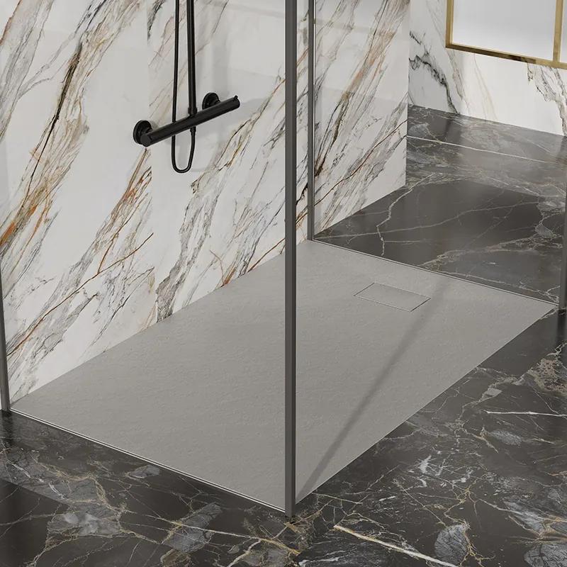 BPS-koupelny Obdélníková akrylátová sprchová vanička HYD-OSV-JUKO 140x80 šedá