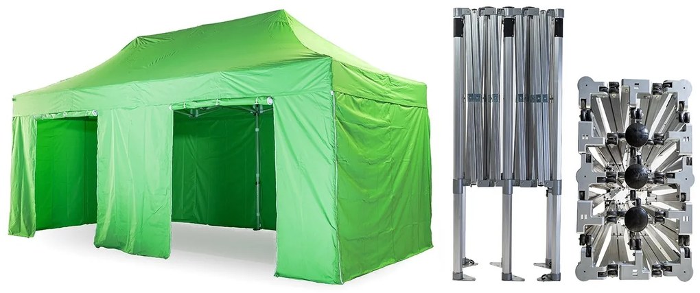 Nůžkový párty stan 4x6 m /6 noh TENTino BIG HEXAGON EXTREME Barva opláštění: 13A - SVĚTLE ZELENÁ