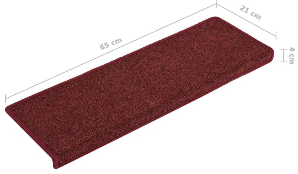 vidaXL Kobercové nášlapy na schody 15 ks 65x21x4 cm matně červené