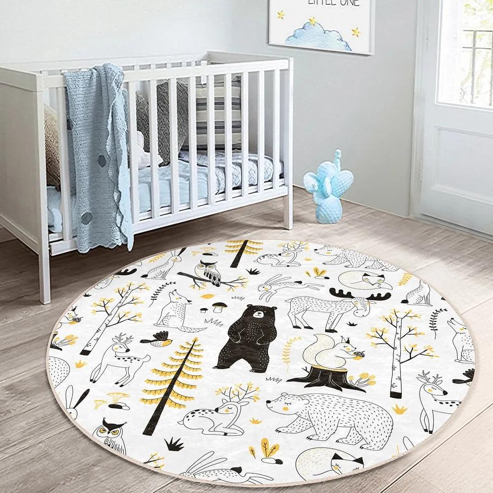 Žluto-bílý dětský koberec ø 120 cm Comfort – Mila Home