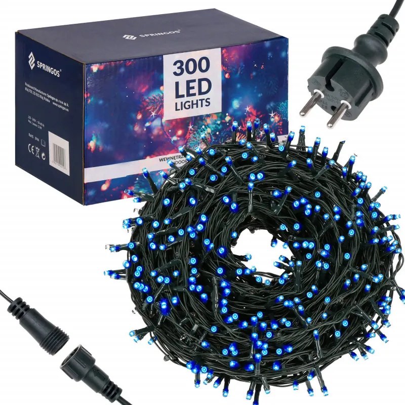 LED světelný řetěz - 25,5m, 300LED, IP44, modrá