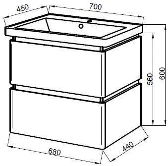 Lavedo Lion II 70 White koupelnová skříňka s umyvadlem