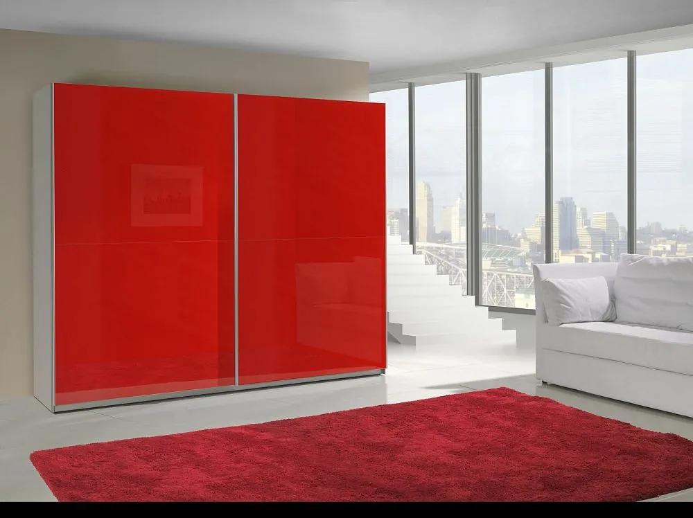 Červená šatní skříň Darvin 13, LTD, 244x206x64 cm